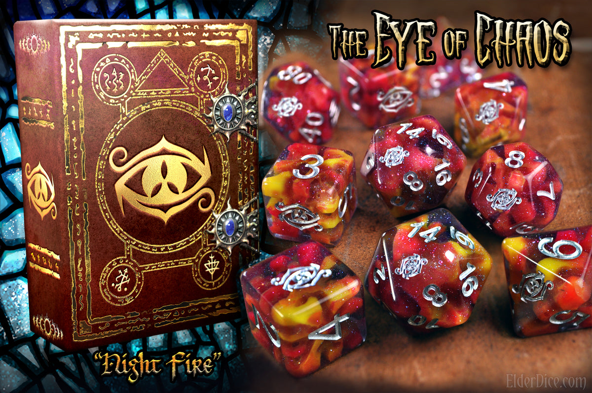 Eye of Chaos Elder Dice - Mythic Night Fire Edition – Infinite Black