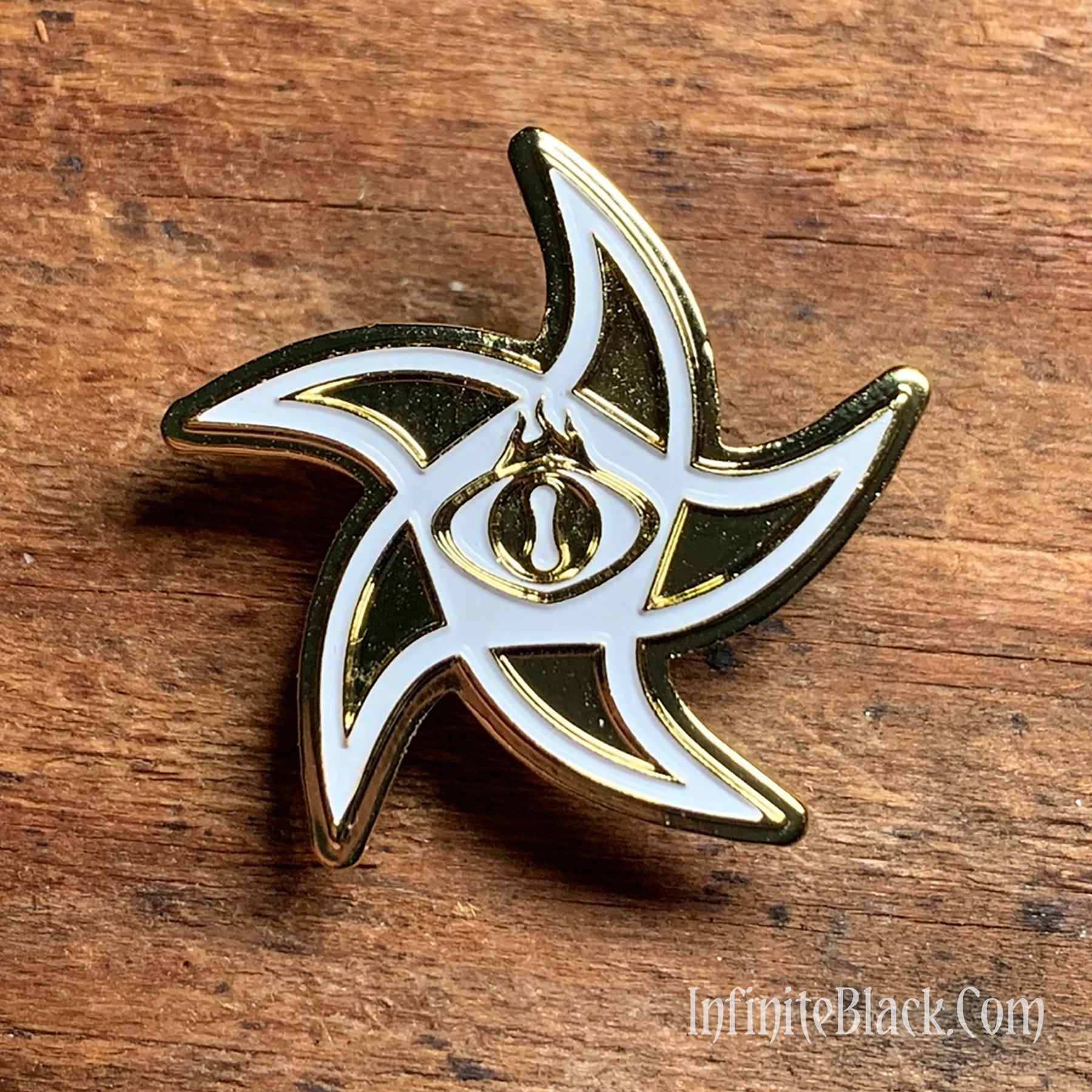 Astral Elder Sign Pin - Gold and White Enamel – Infinite Black