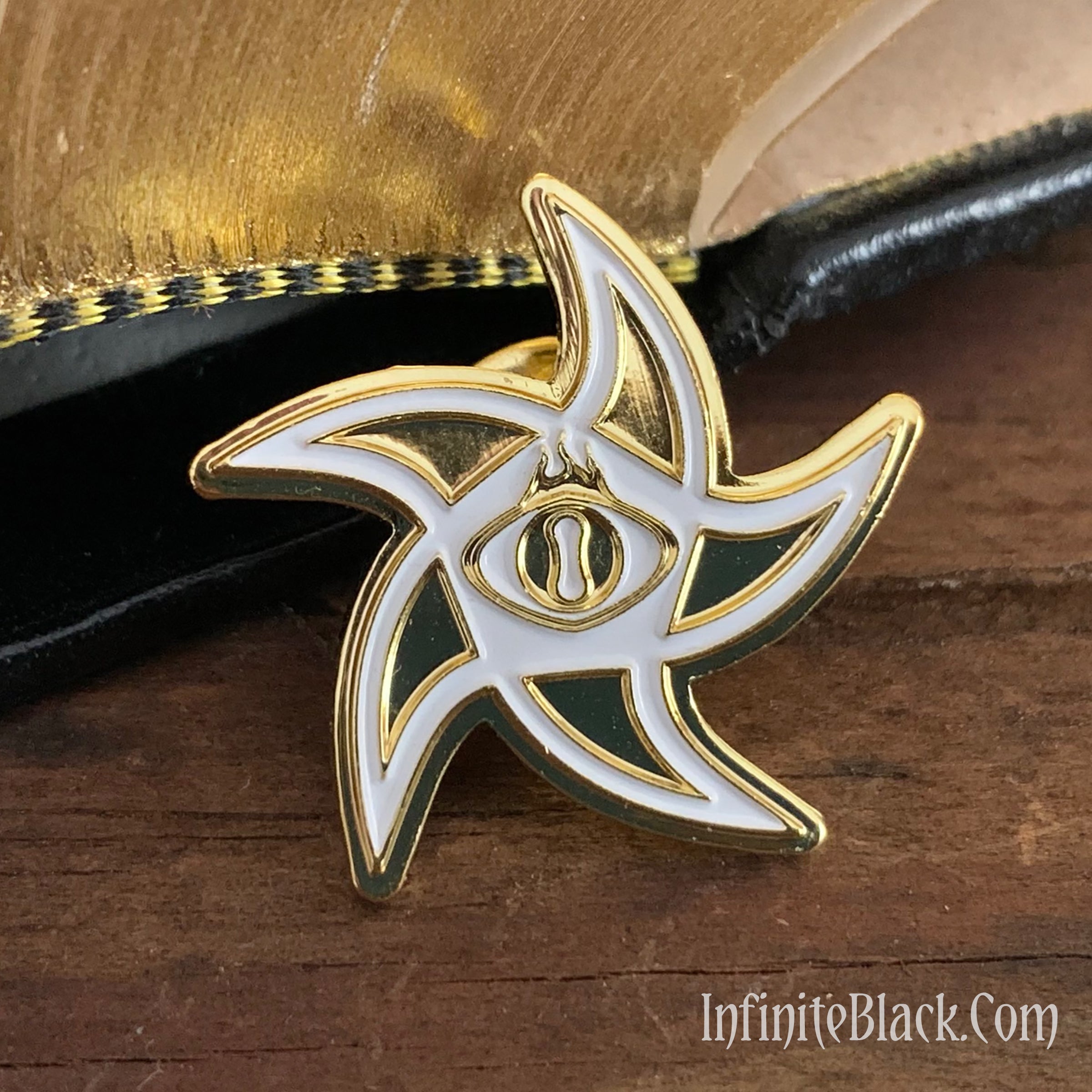 Astral Elder Sign Pin - Gold and White Enamel – Infinite Black